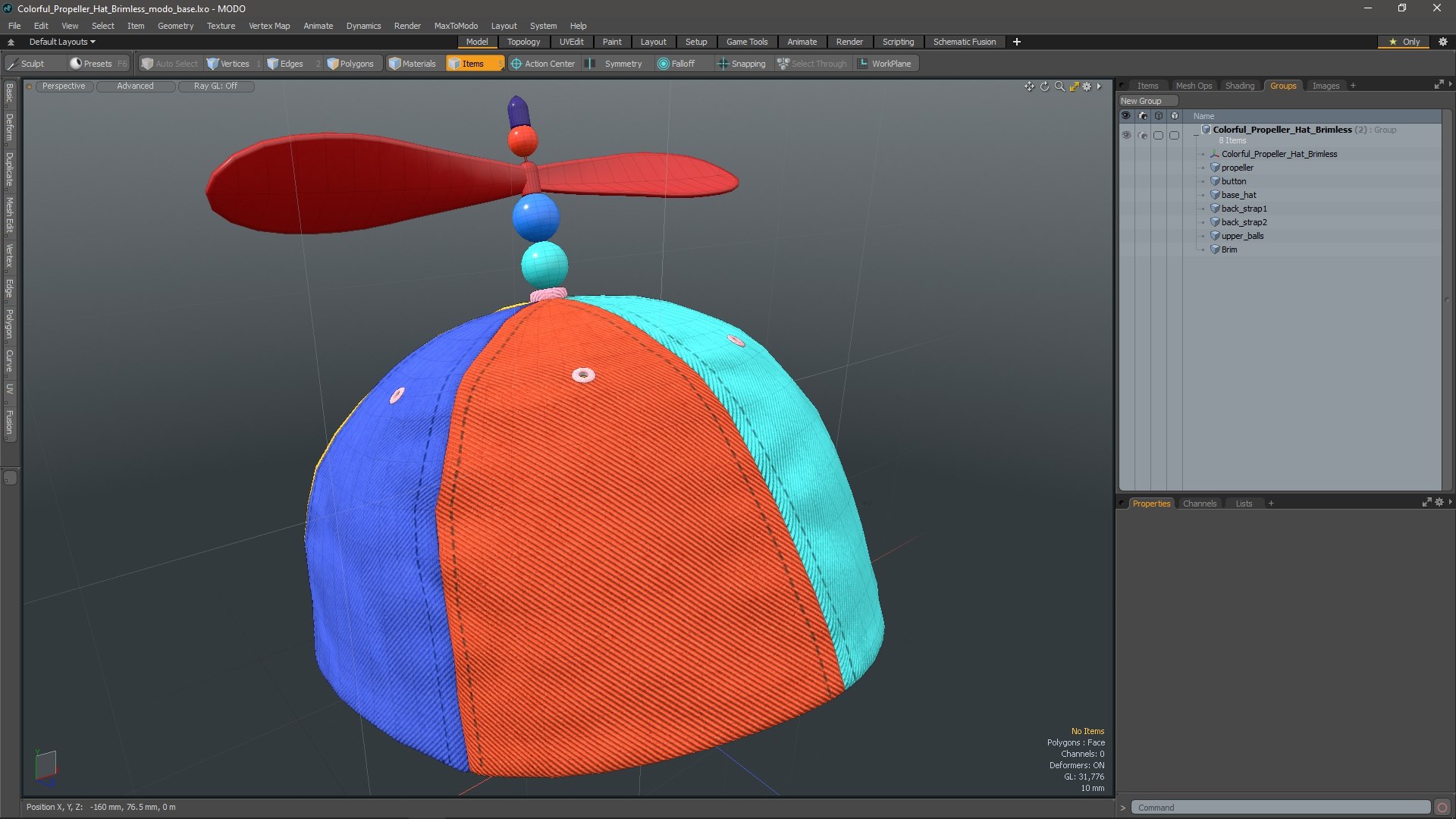 3D Colorful Propeller Hat Brimless Model - TurboSquid 2195885