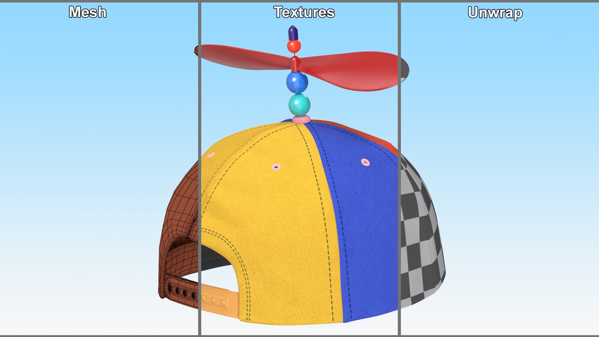 3D Colorful Propeller Hat Brimless Model - TurboSquid 2195885