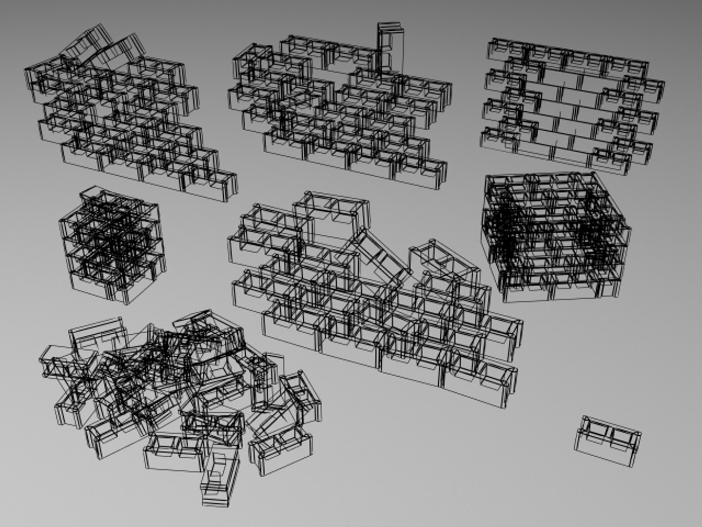 Free Pack Concrete Block Walls 3d Model