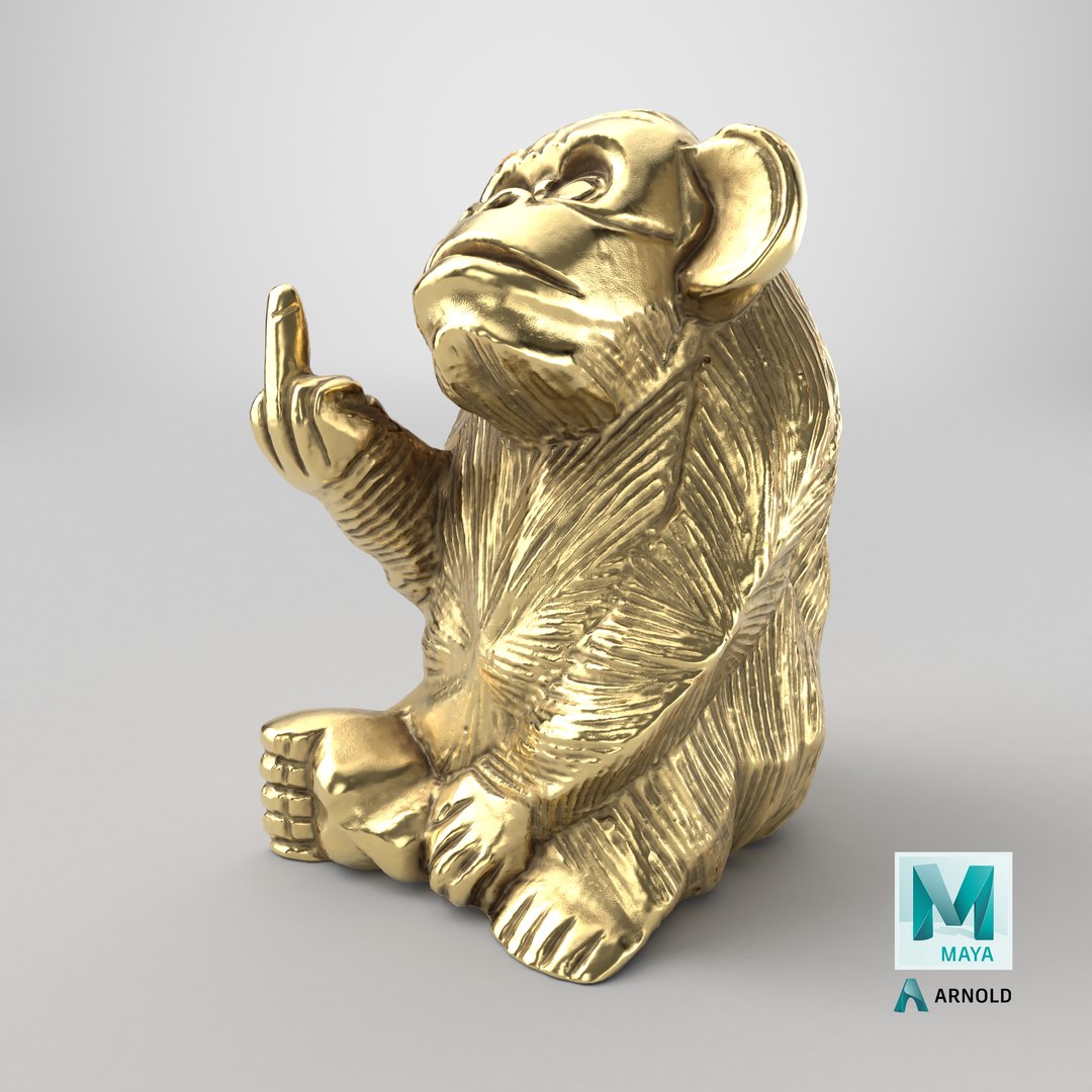 Golden Monkey Statue With Bold Gesture 3D Model - TurboSquid 2428179
