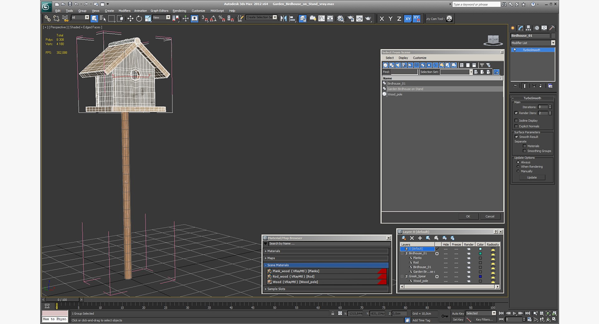 Garden Birdhouse Stand Model - TurboSquid 1230122