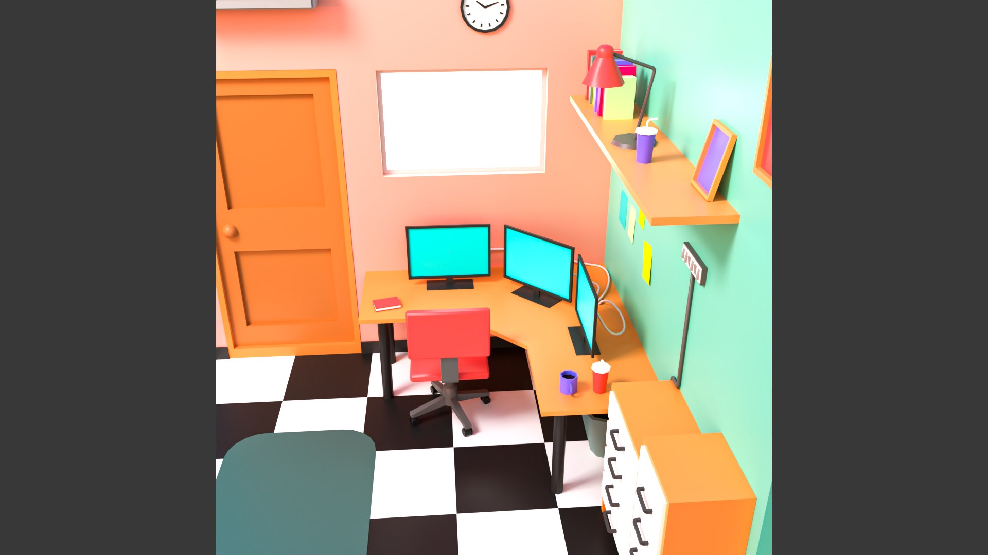 3D isometric room interior Low-poly 3D model - TurboSquid 2005711