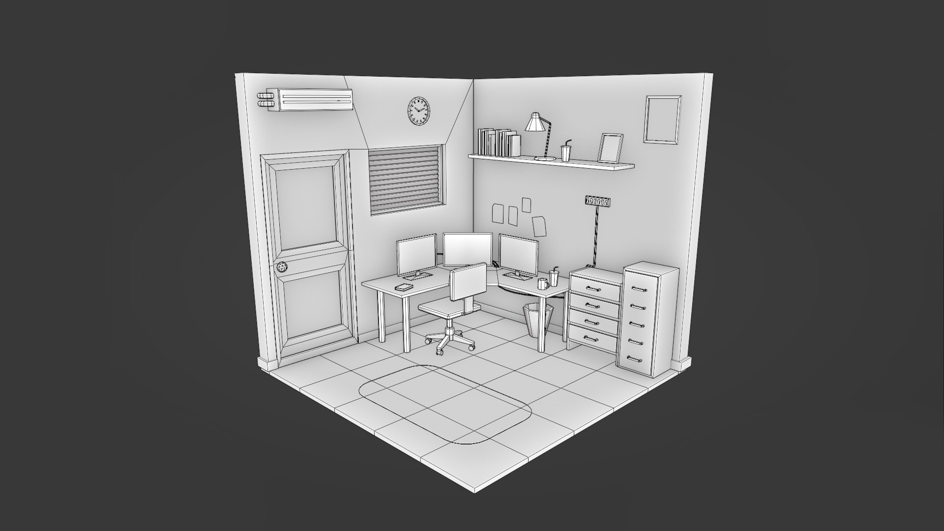 3D isometric room interior Low-poly 3D model - TurboSquid 2005711