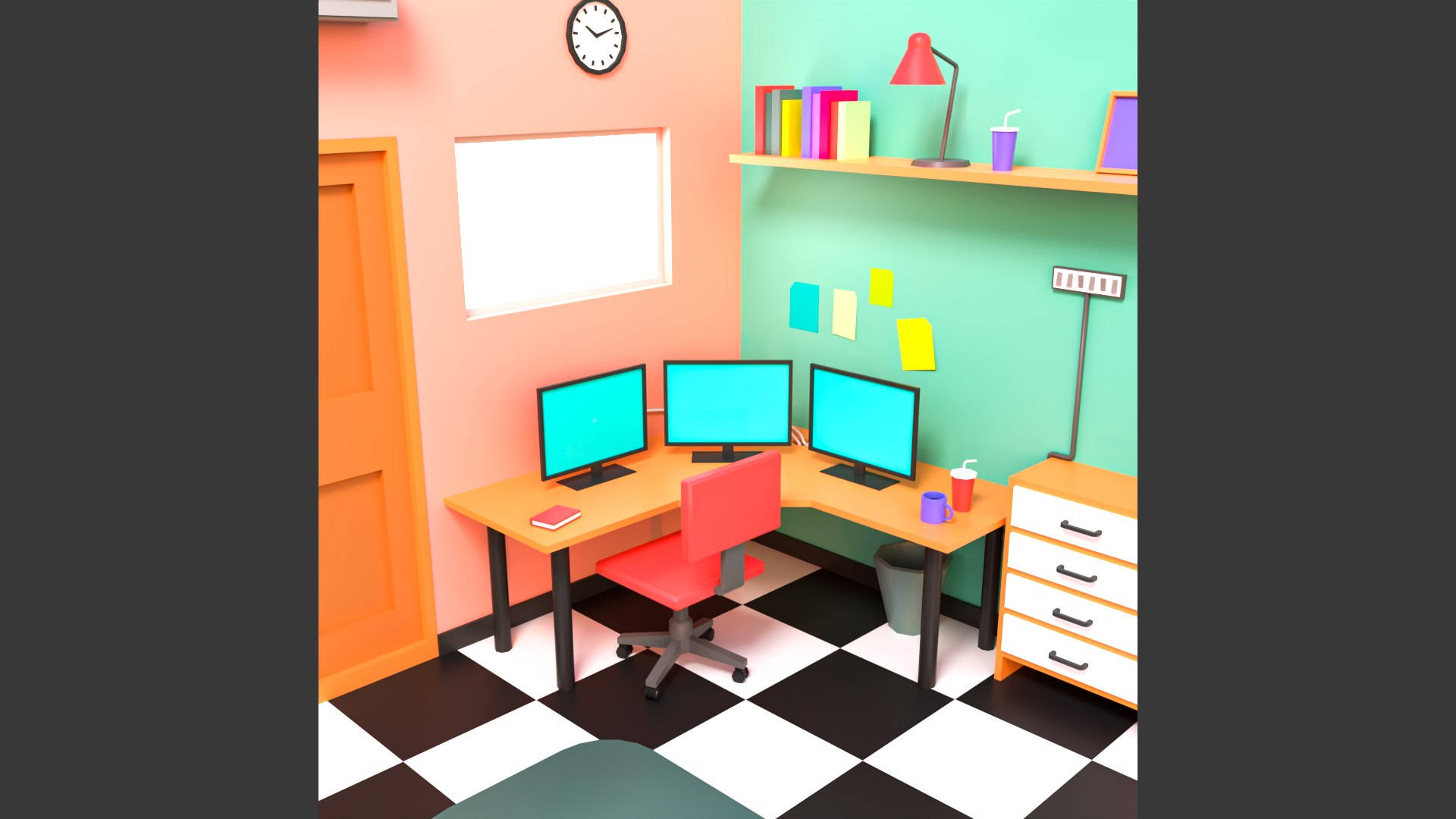 3D isometric room interior Low-poly 3D model - TurboSquid 2005711