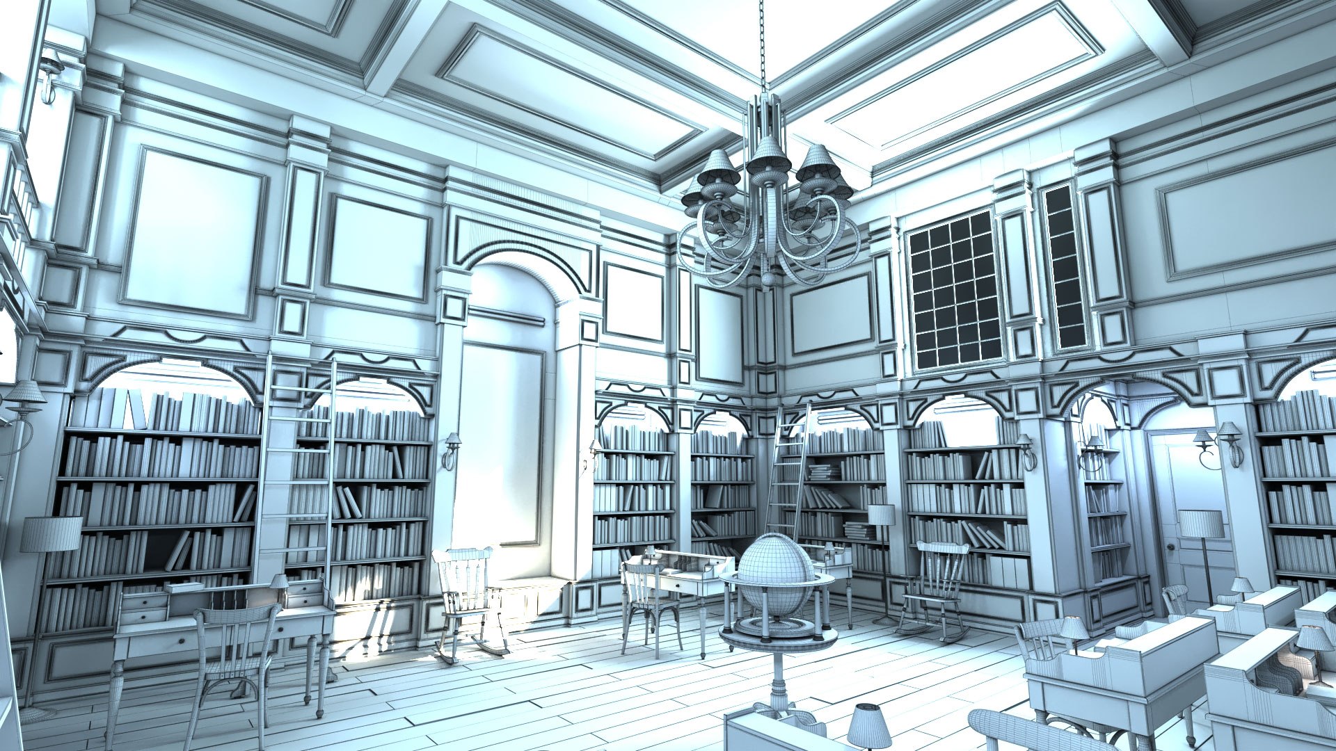 3D Old Classic Library - 8K PBR Textures - TurboSquid 1767057