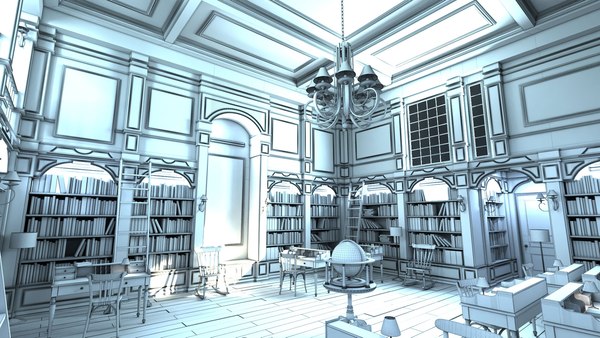 3D Old Classic Library - 8K PBR Textures - TurboSquid 1767057