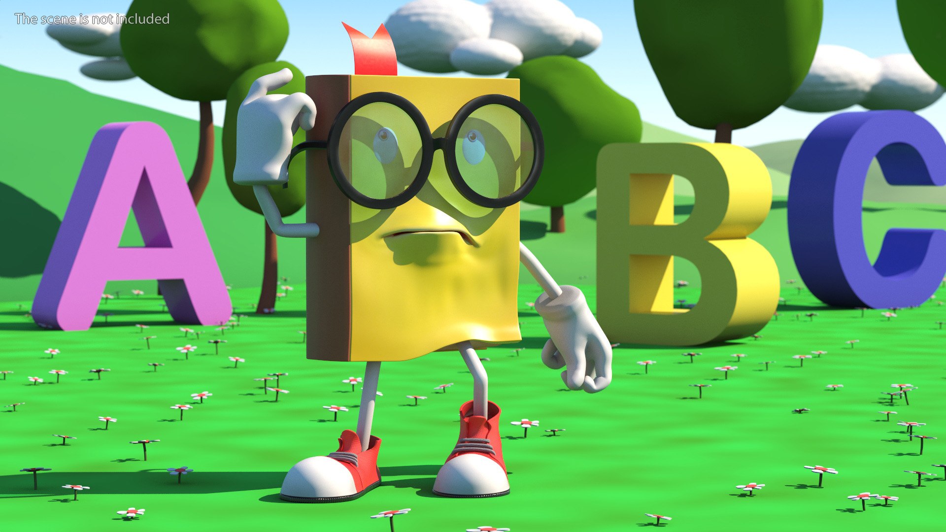 Character Yellow Book Thinking Pose 3D Model - TurboSquid 2130189
