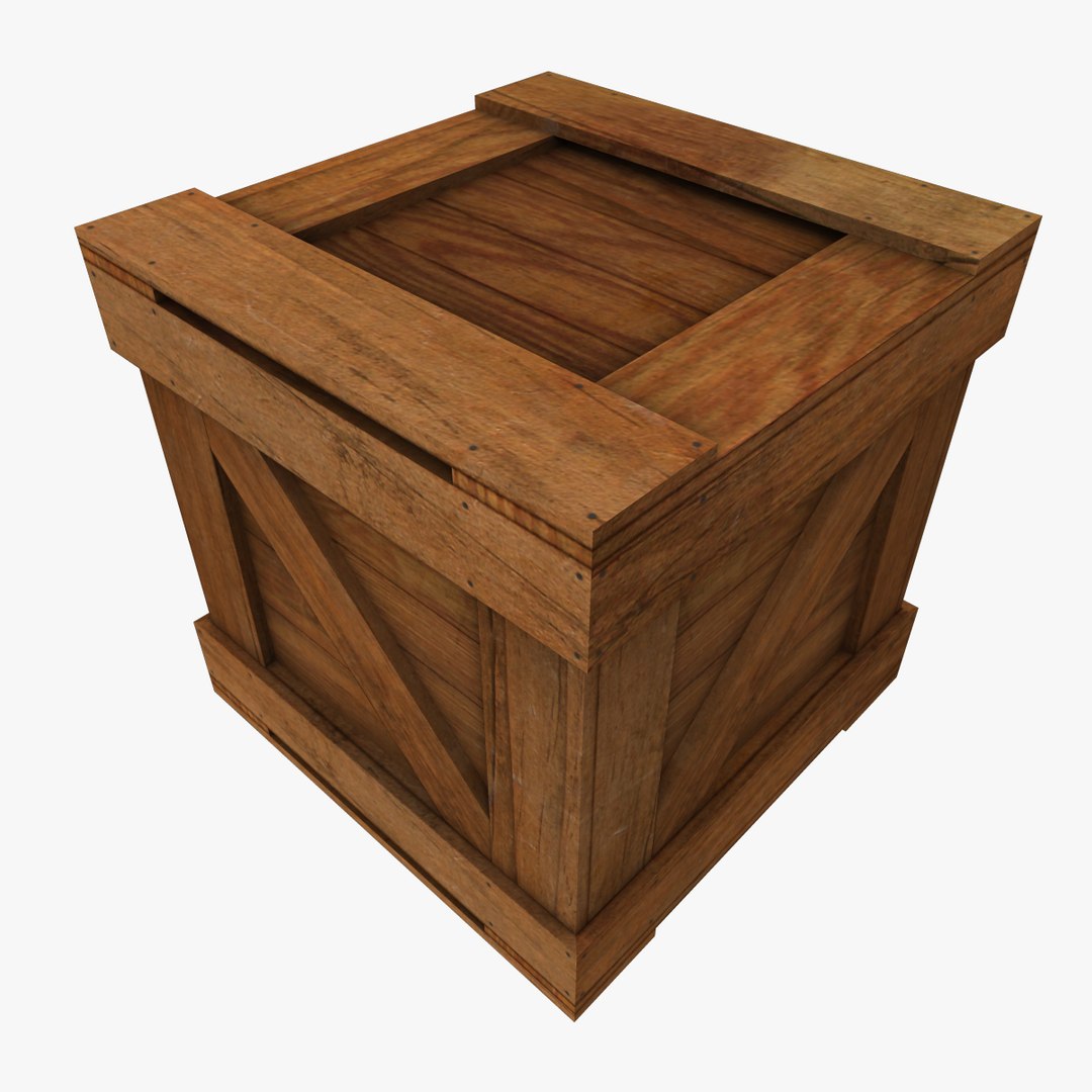 3d model square wooden crate