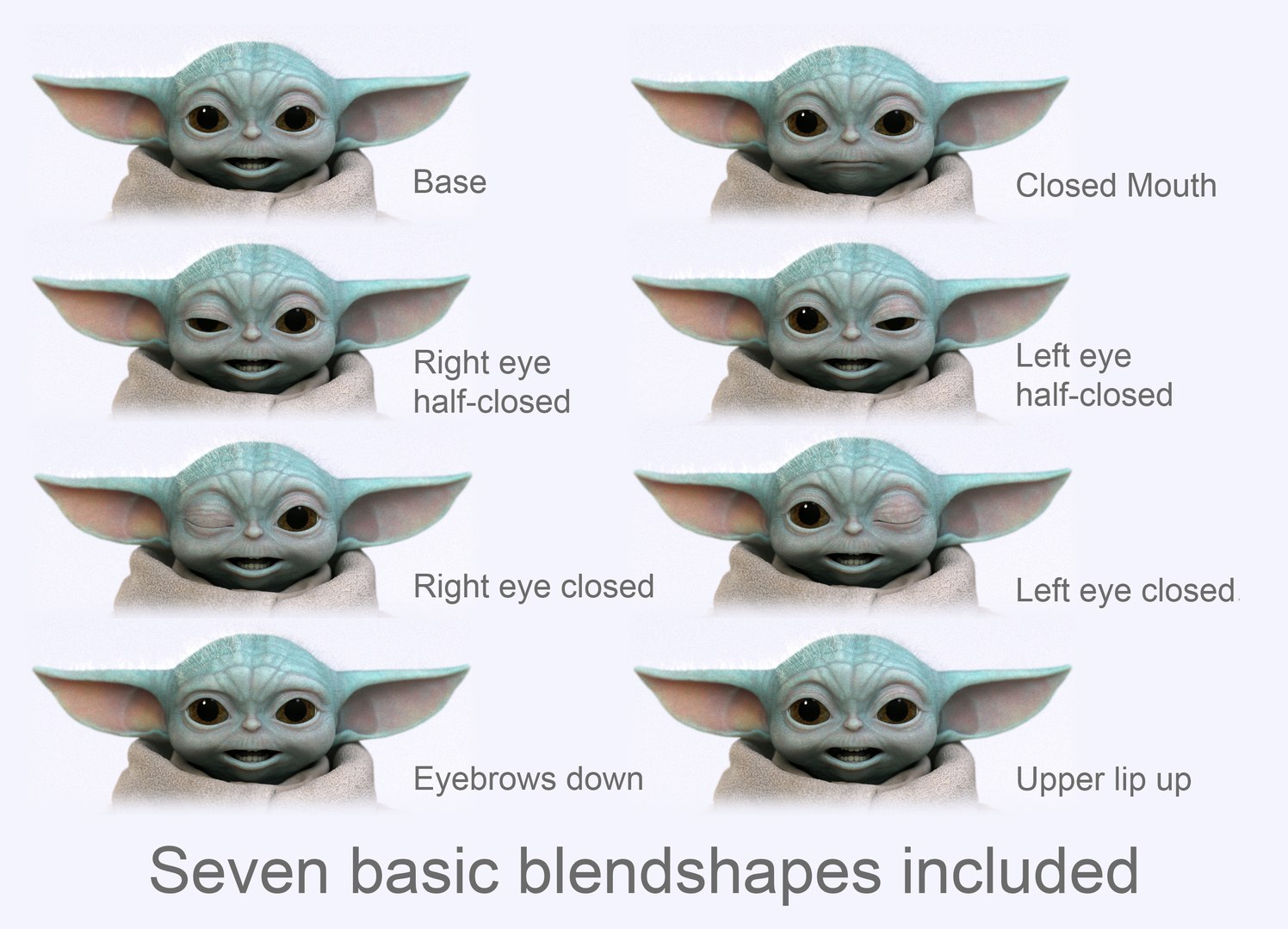 Grogu Baby Yoda T-Pose Full Project Model - TurboSquid 2073804