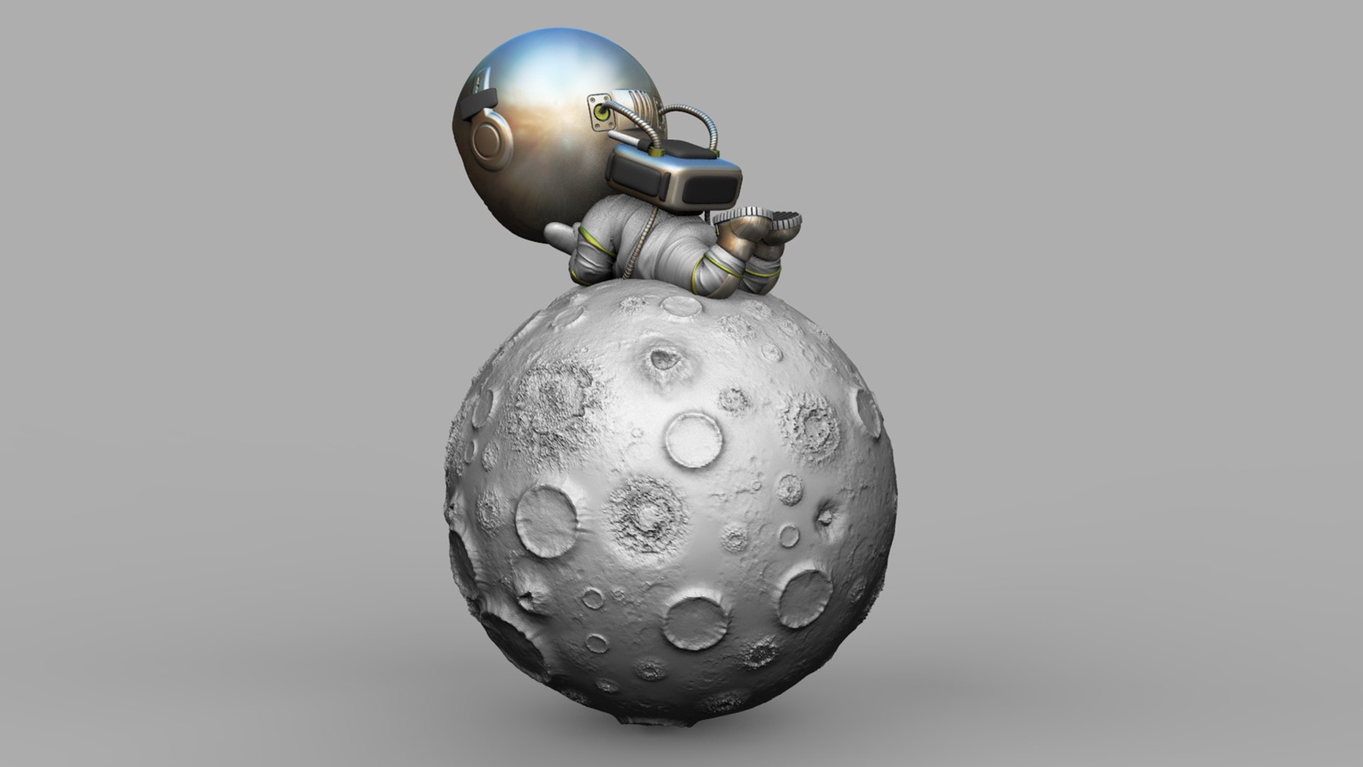 3D Model Spaceman Lying Moon Print - TurboSquid 1626072