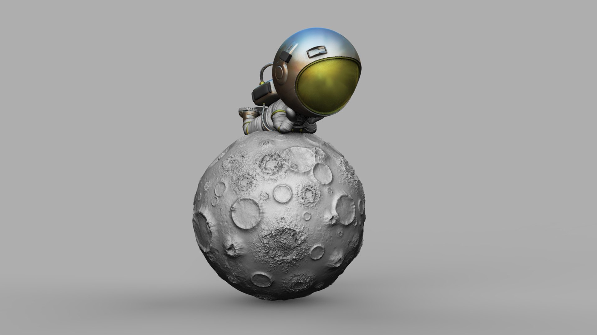 3D Model Spaceman Lying Moon Print - TurboSquid 1626072