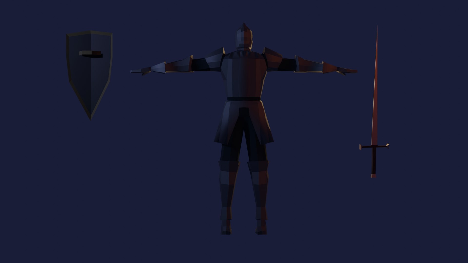 3D Lowpoly Knight model 01 with sword and shield model - TurboSquid 1848675