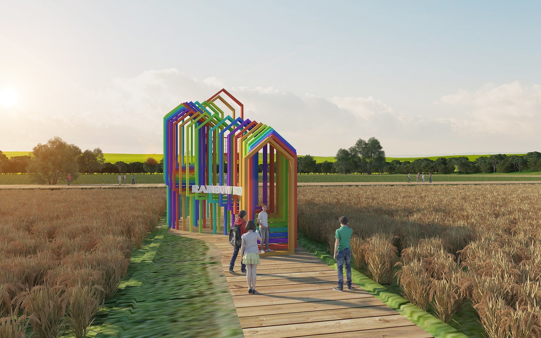 3D Rural Tourism Rainbow Veranda Observation Deck Internet Celebrity ...