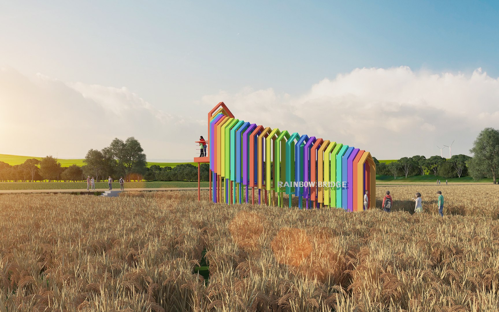 3D Rural Tourism Rainbow Veranda Observation Deck Internet Celebrity ...