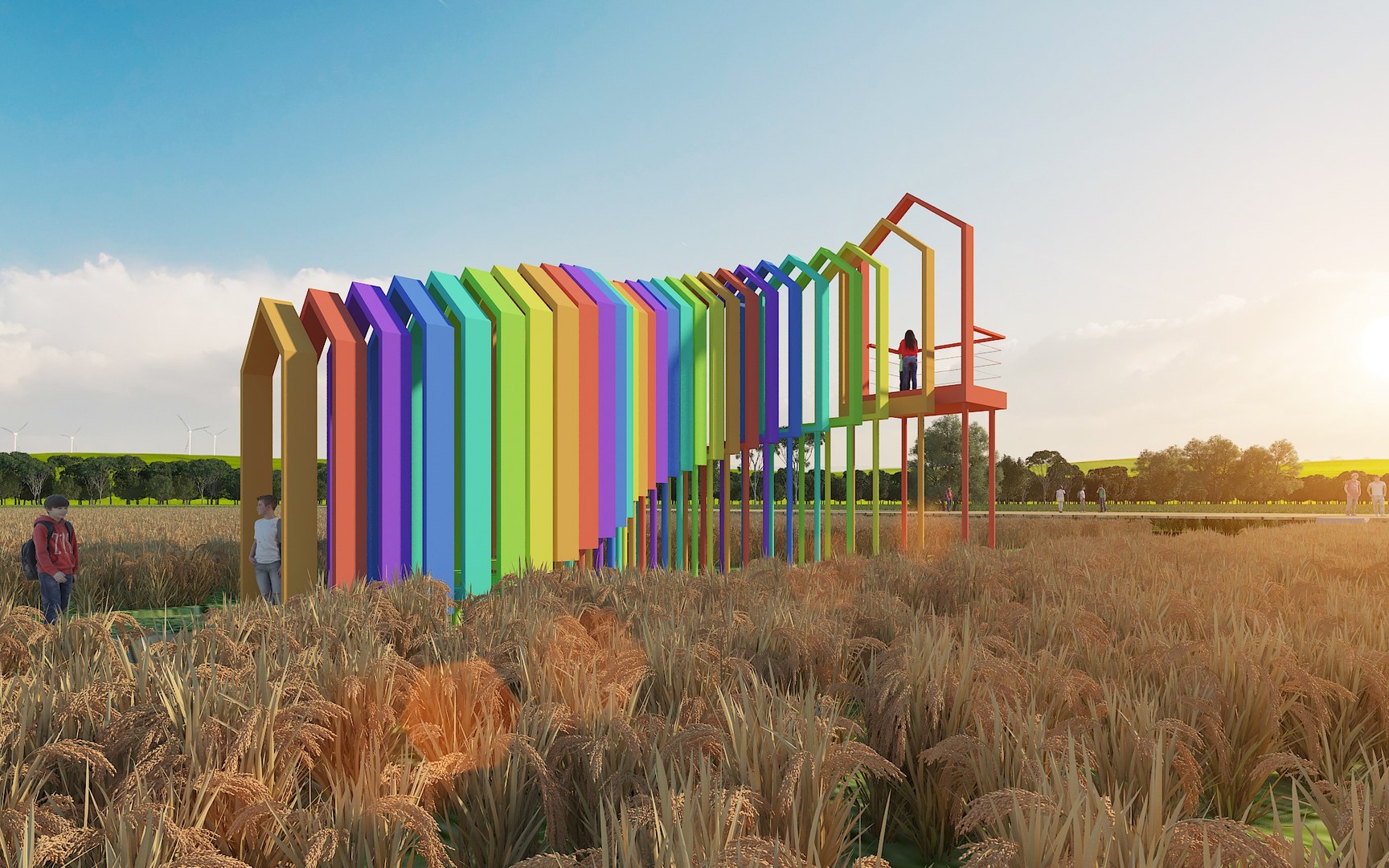 3D Rural Tourism Rainbow Veranda Observation Deck Internet Celebrity ...