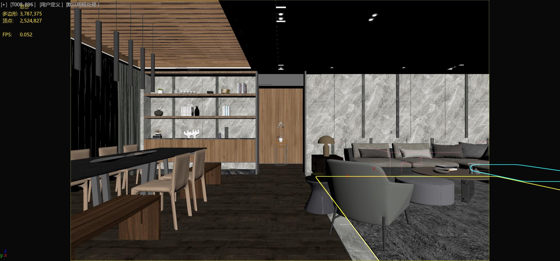 TM08-Contemporary Luxury Livingroom With Dinning Room Scene By 3dmax 3D Model - TurboSquid 2091798