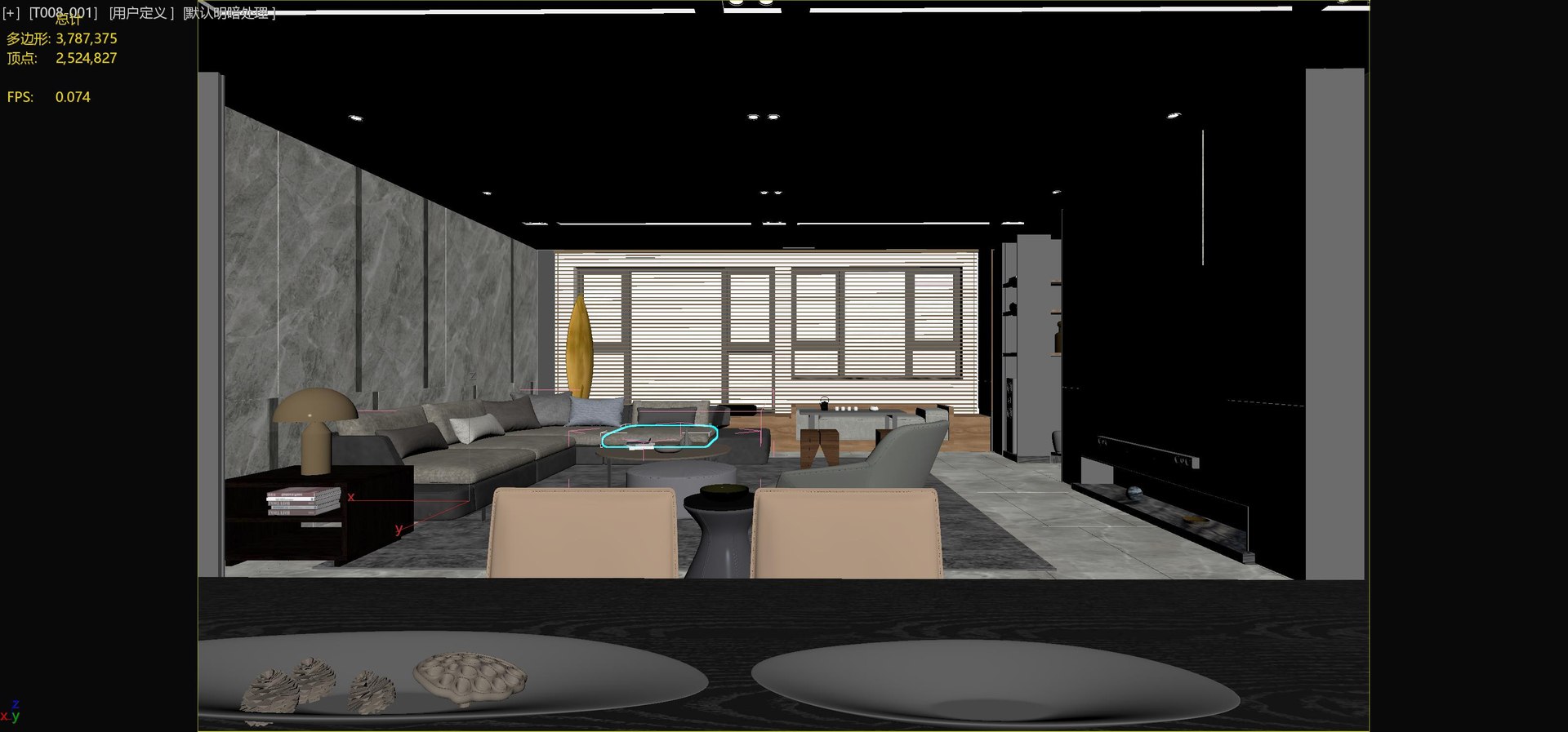 TM08-Contemporary Luxury Livingroom With Dinning Room Scene By 3dmax 3D Model - TurboSquid 2091798