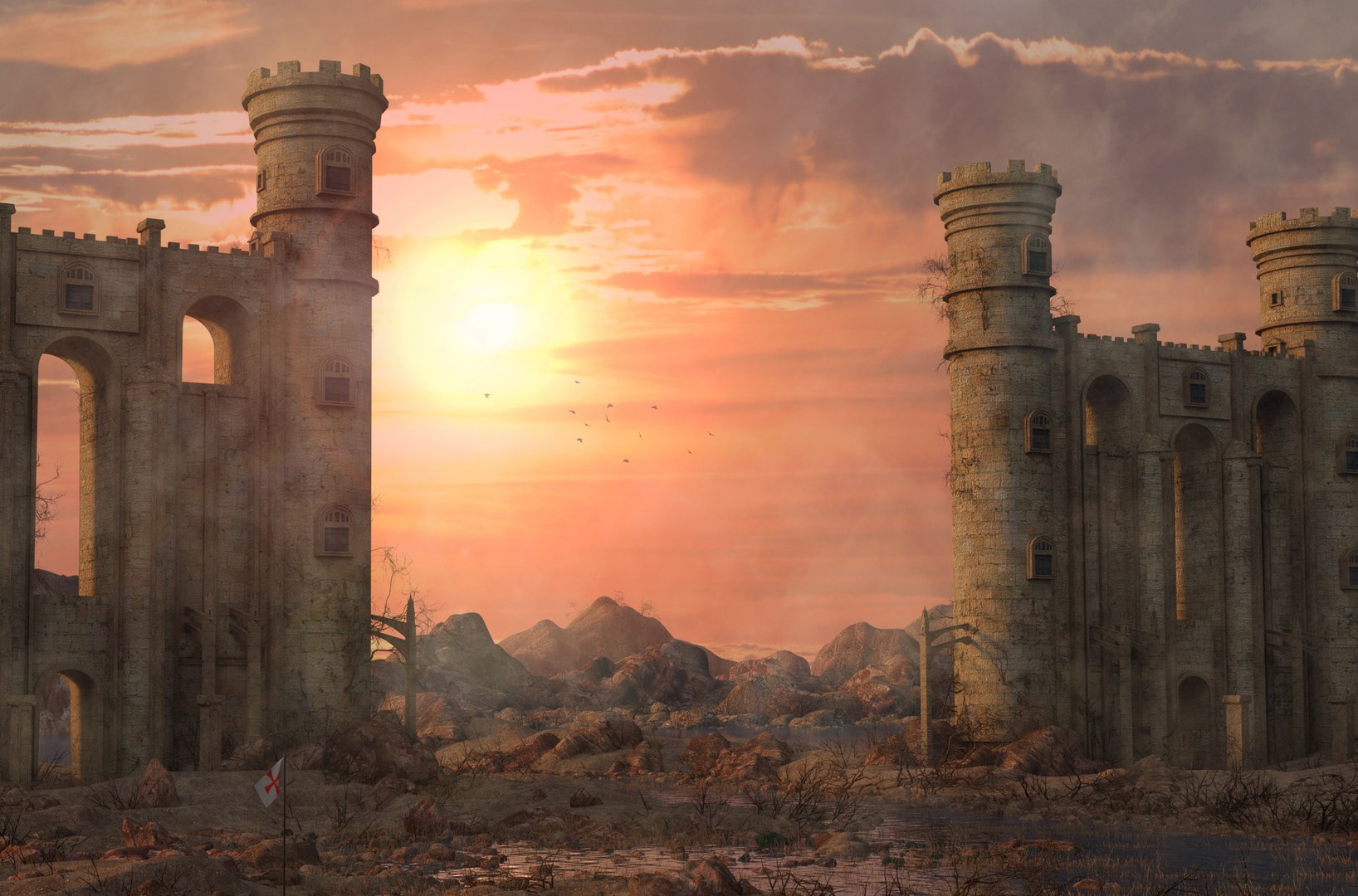 Ancient Wall Tower Environment Model - TurboSquid 2201262