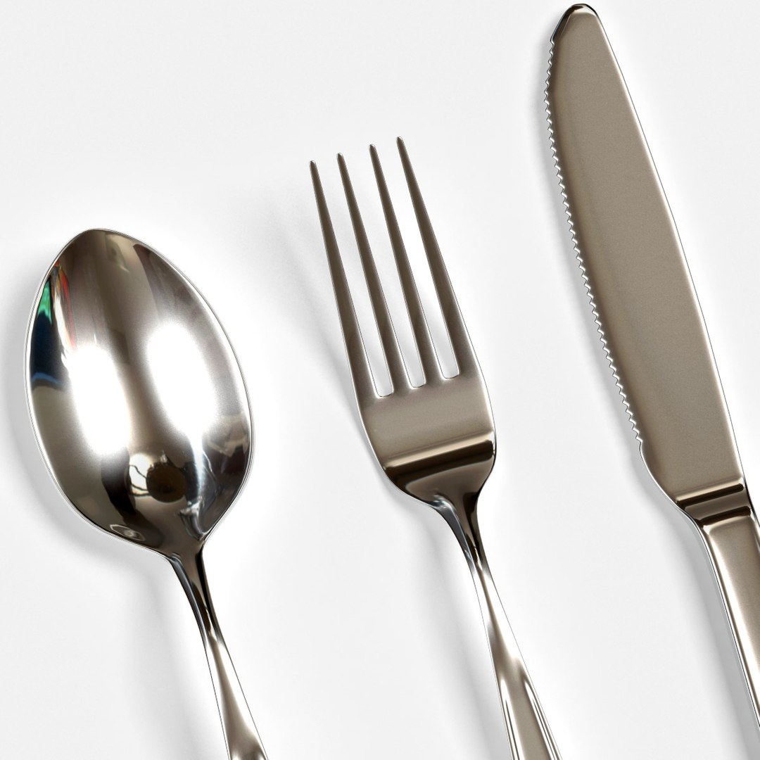 3d silverware set modeled