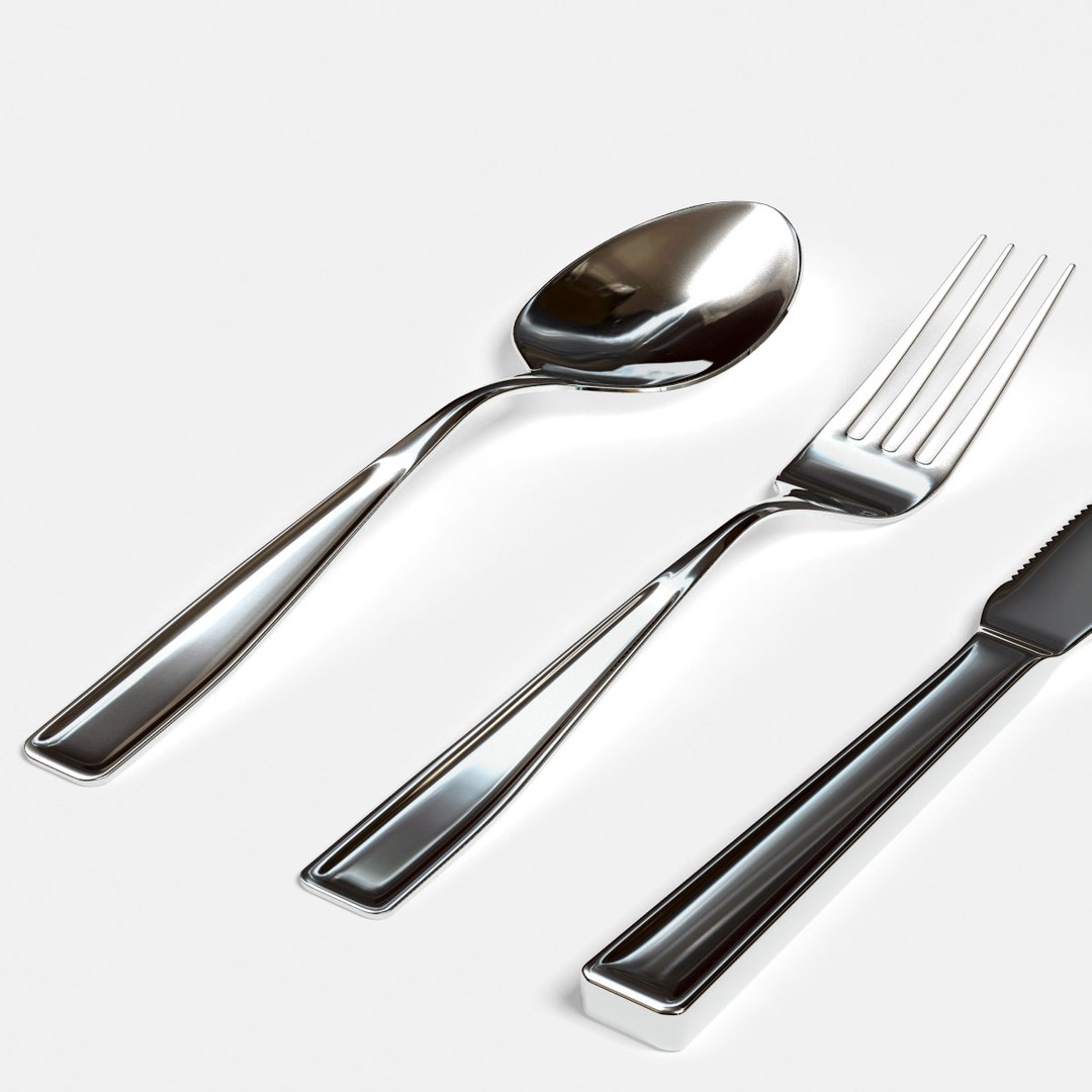 3d silverware set modeled