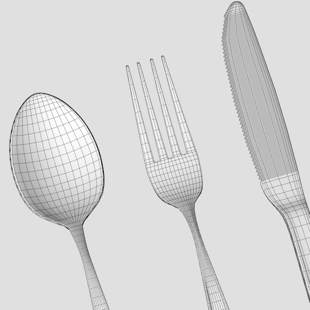 3d silverware set modeled