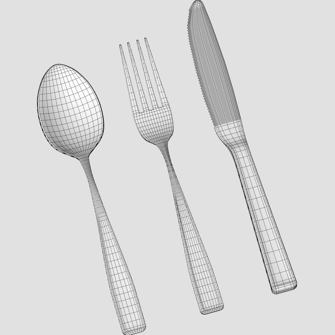 3d silverware set modeled
