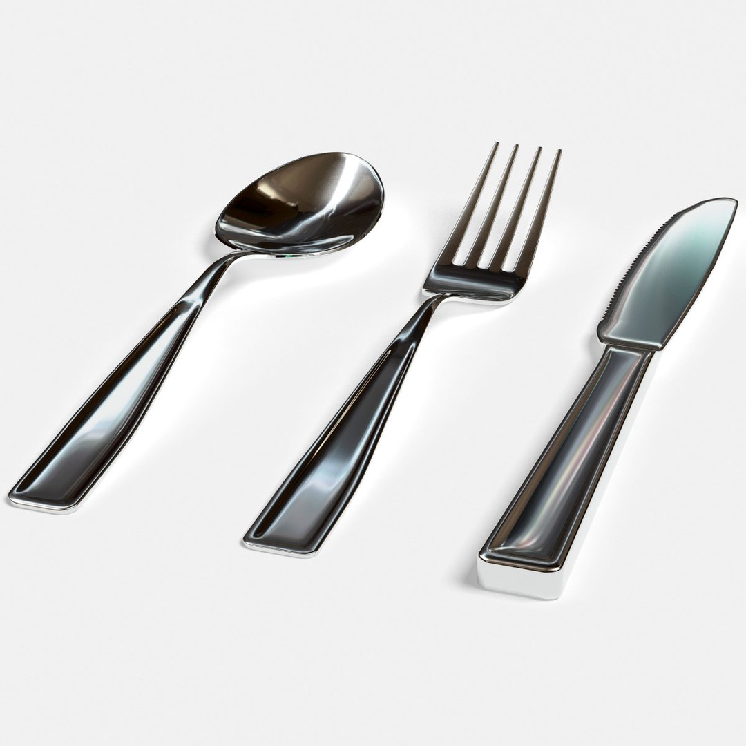 3d silverware set modeled