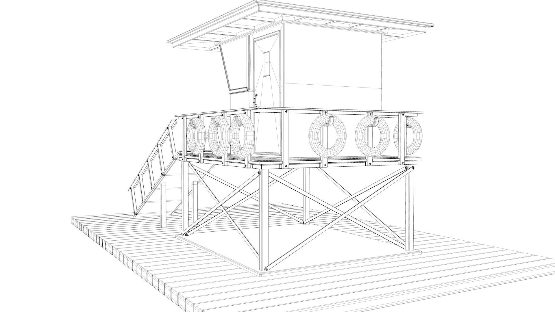 3D Lifeguard Station Blue - TurboSquid 1765642