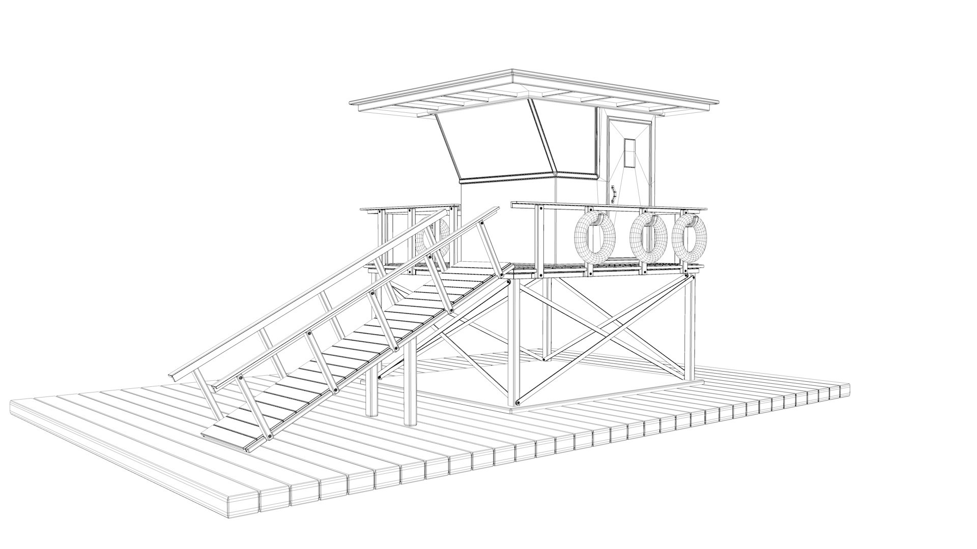 3D Lifeguard Station Blue - TurboSquid 1765642