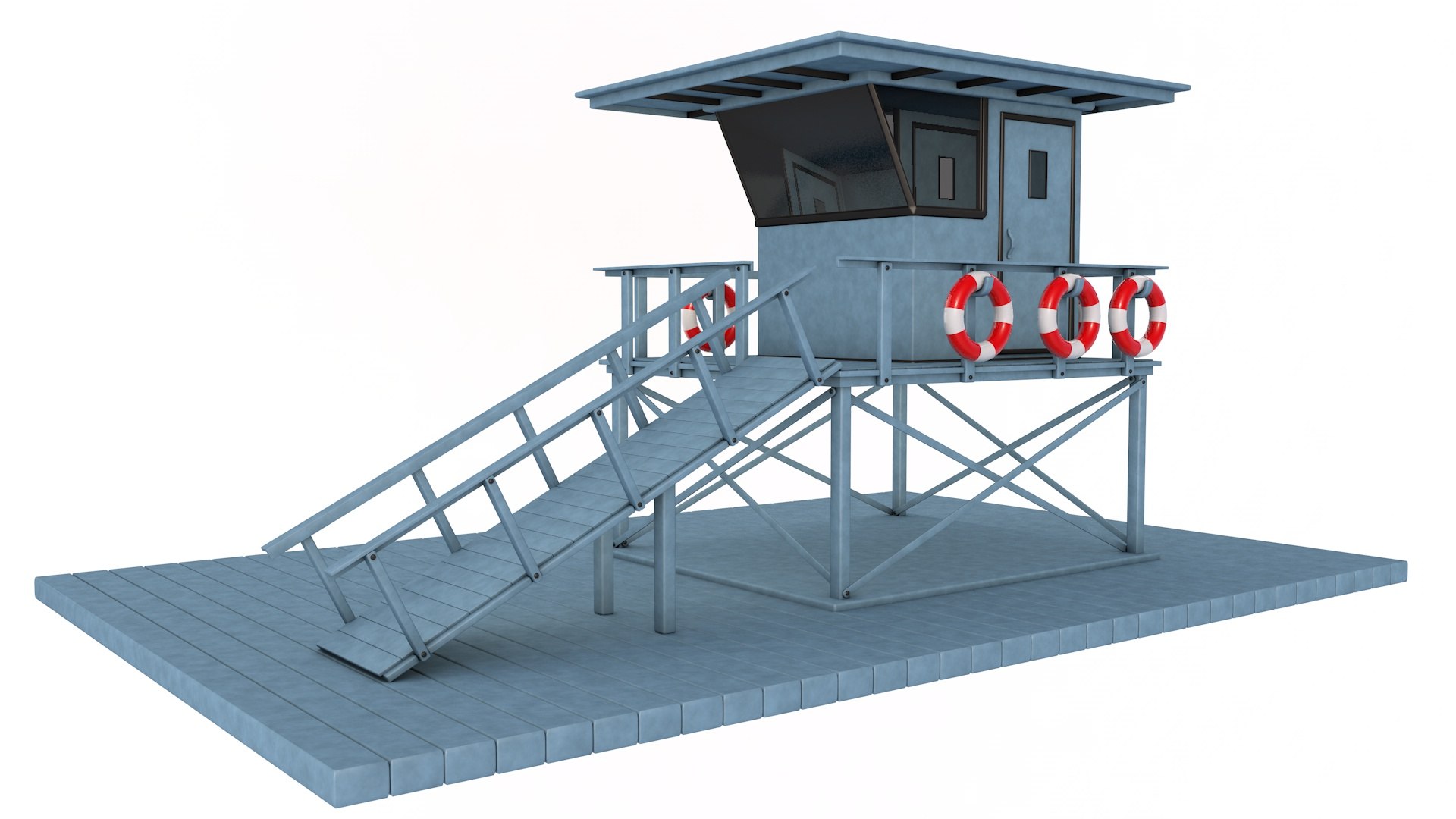3D Lifeguard Station Blue - TurboSquid 1765642