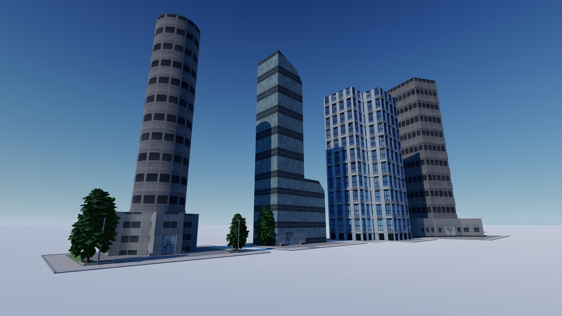 3D skyscrapers buildings v2 model - TurboSquid 1470552