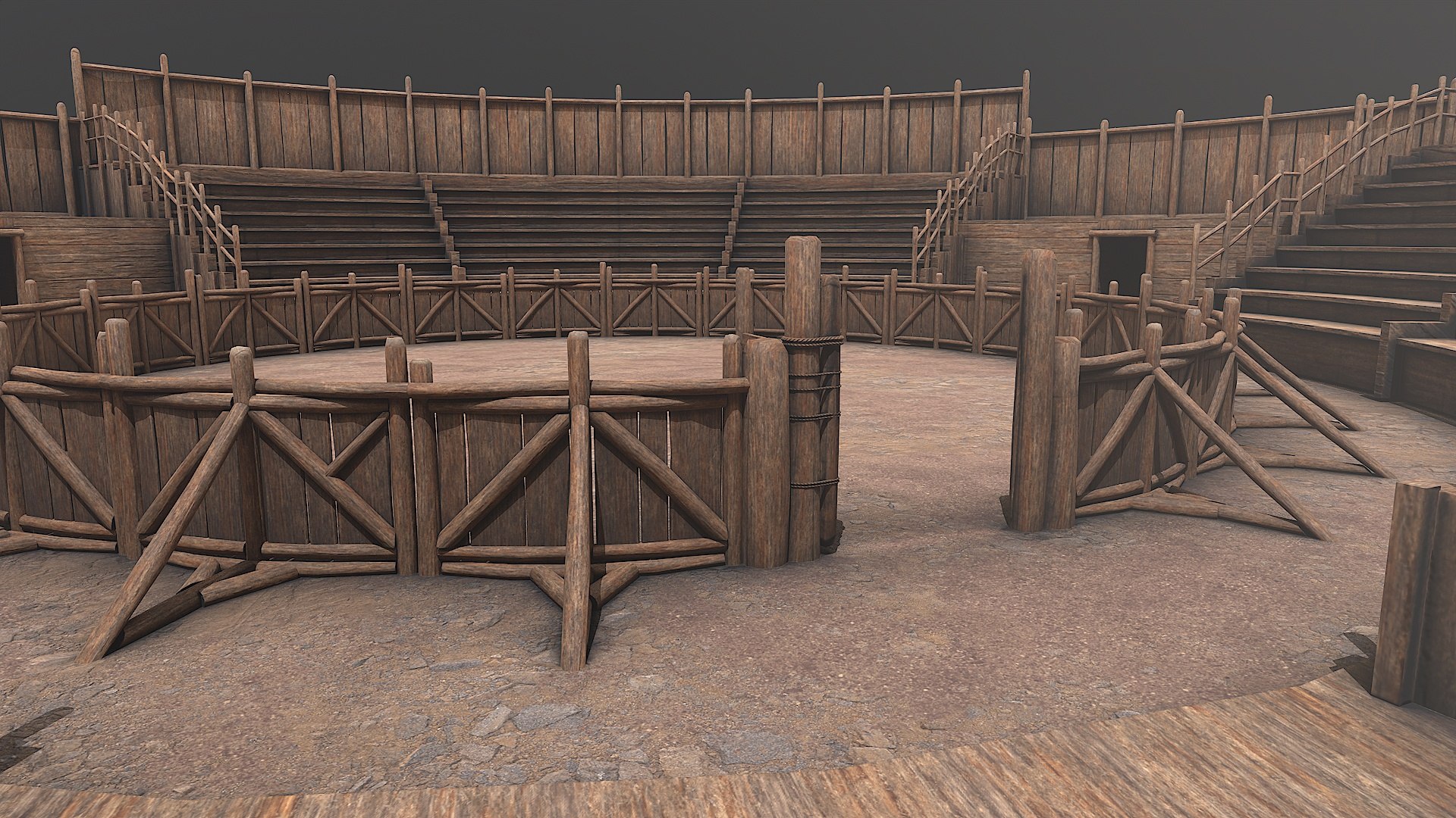 Medieval Wooden Fight Arena PBR Model - TurboSquid 2359589