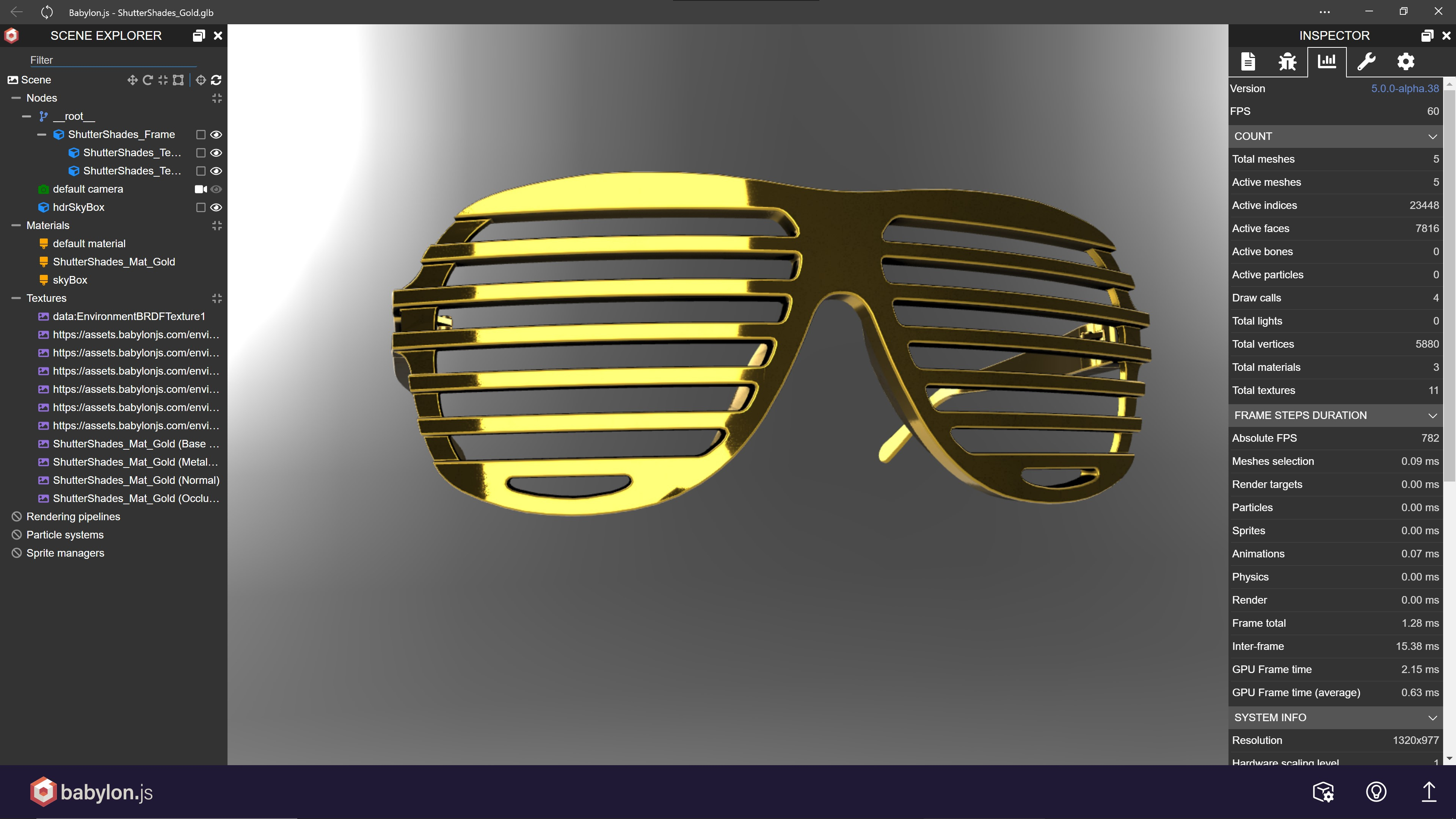 Gold Shutter Shades Sunglasses - Game Asset 3D - TurboSquid 1778088