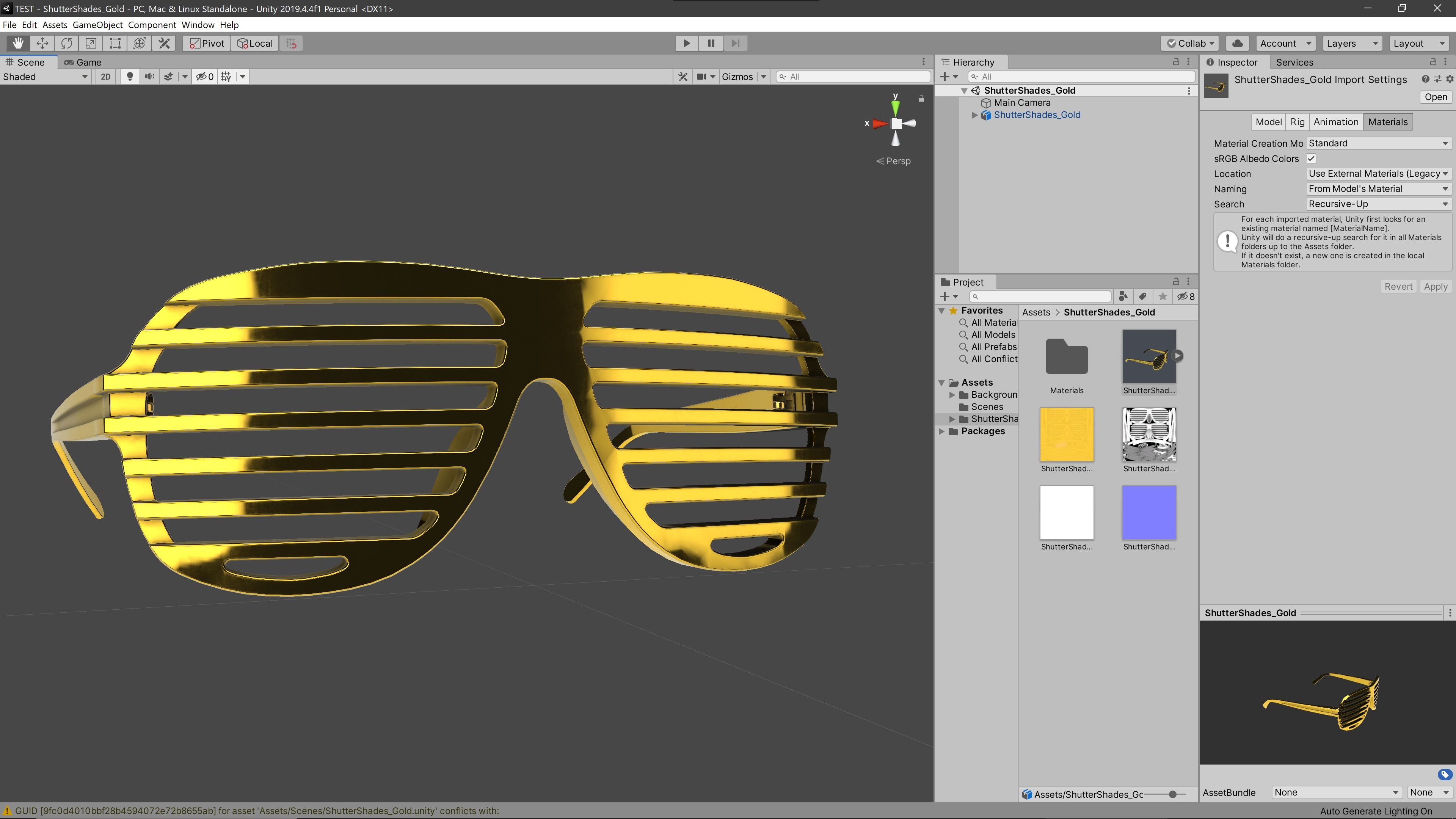 Gold Shutter Shades Sunglasses - Game Asset 3D - TurboSquid 1778088