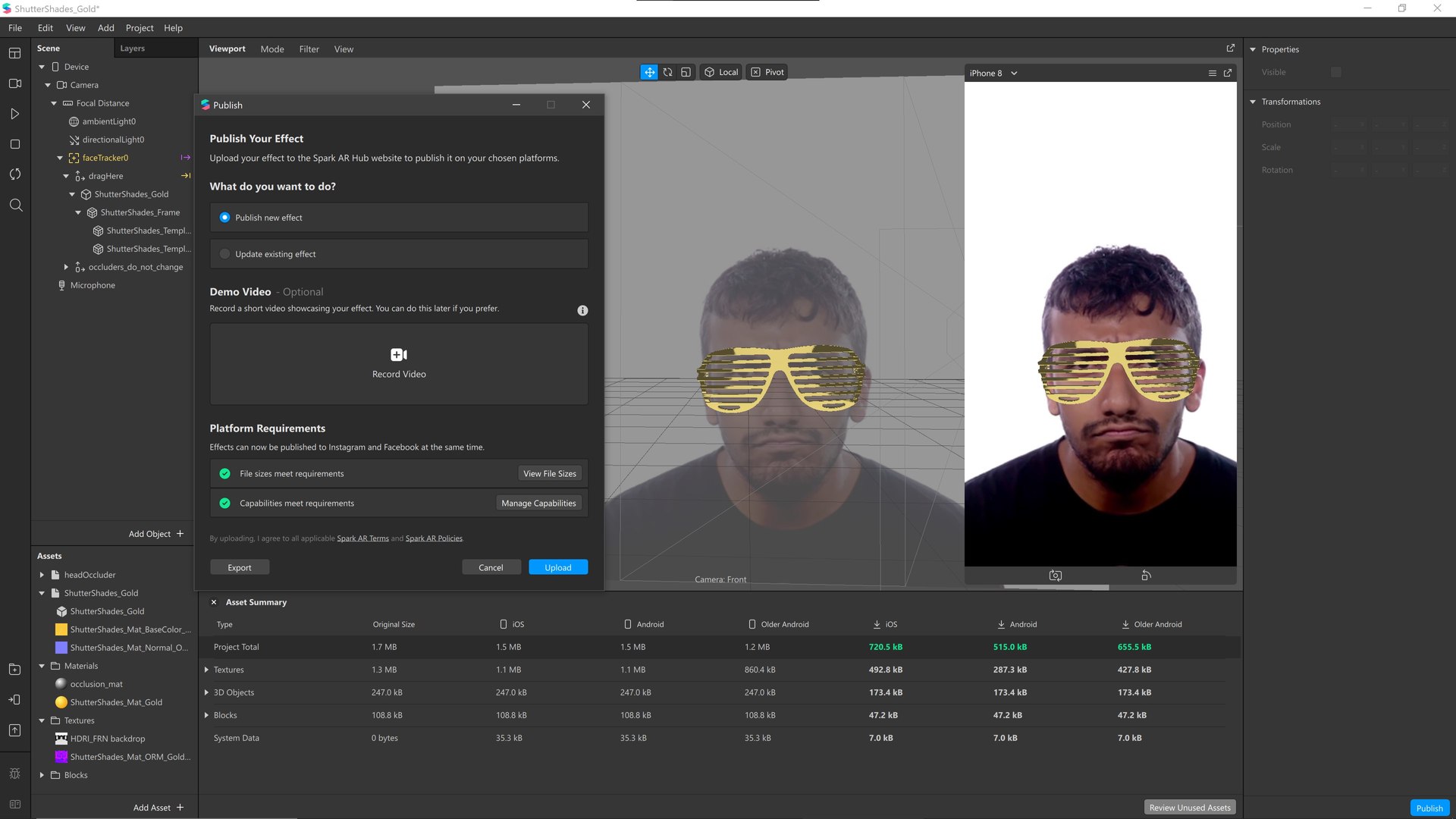 Gold Shutter Shades Sunglasses - Game Asset 3D - TurboSquid 1778088