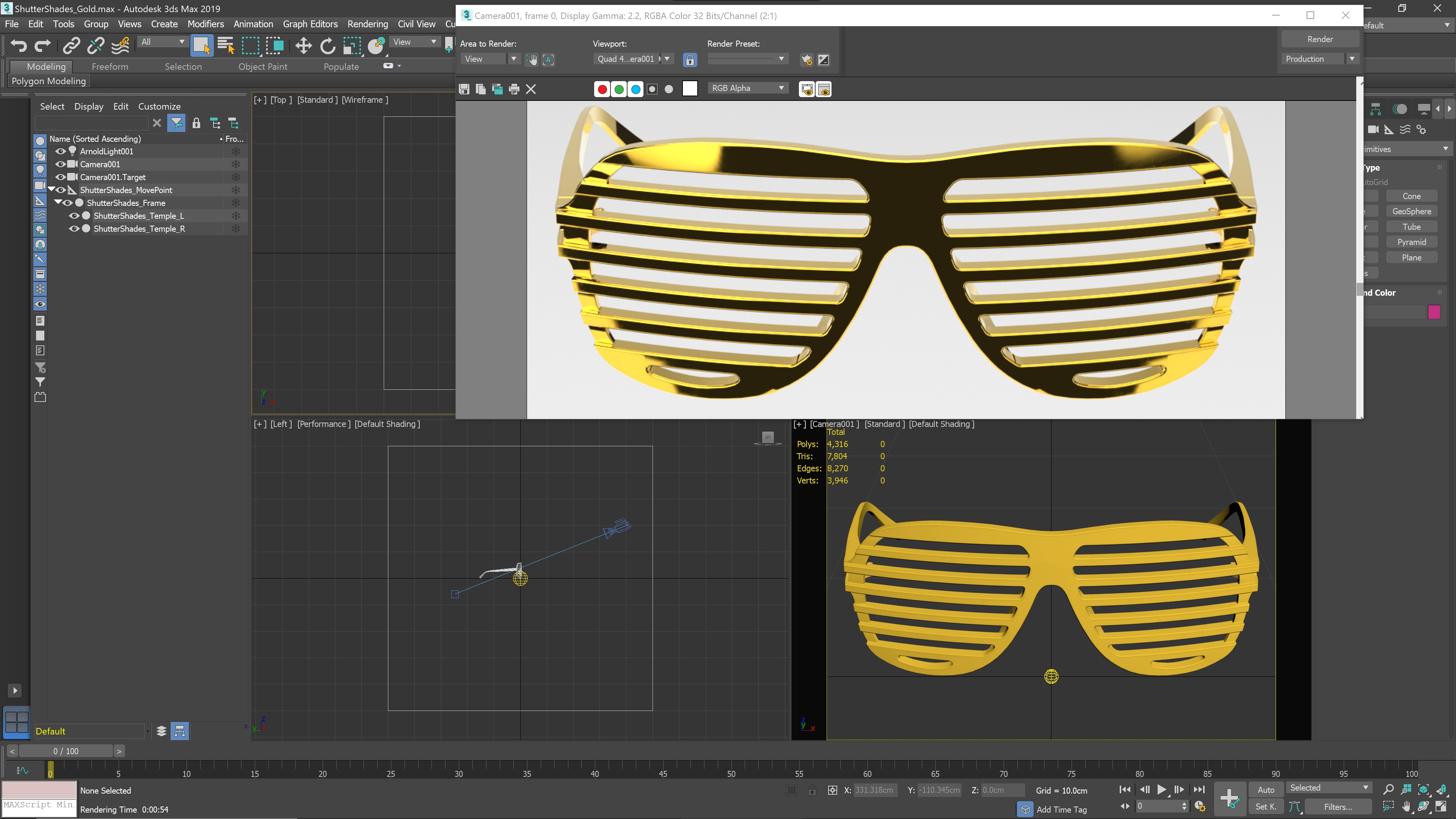 Gold Shutter Shades Sunglasses - Game Asset 3D - TurboSquid 1778088