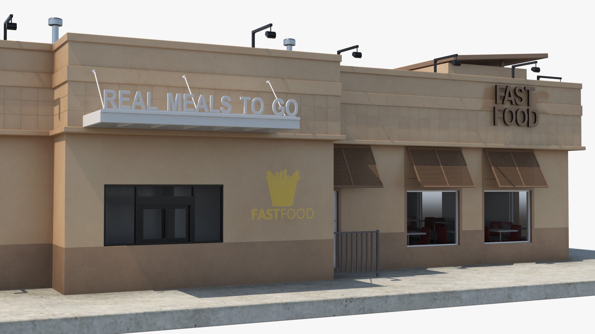 3D fast food restaurant building - TurboSquid 1521238