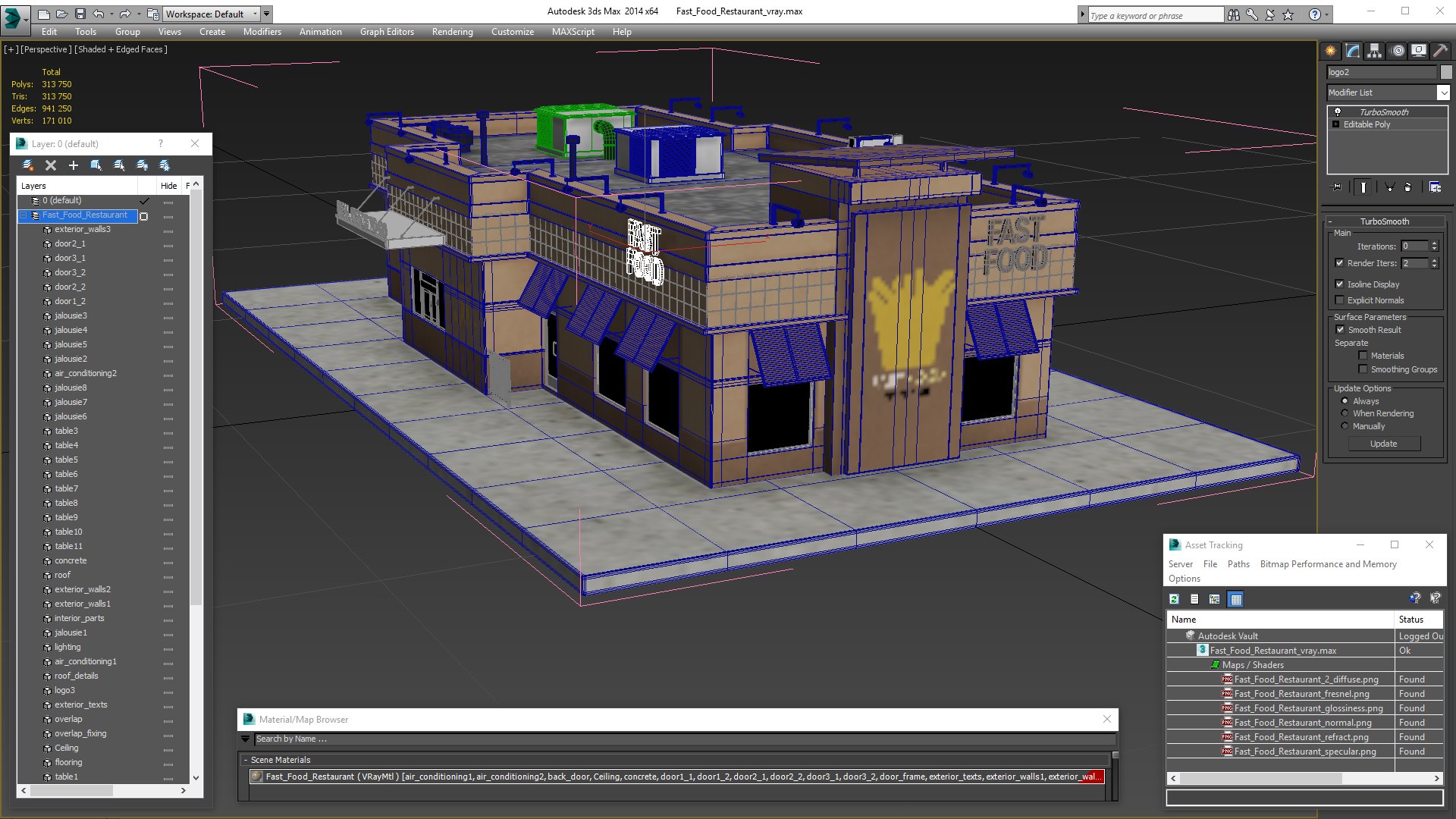 3D fast food restaurant building - TurboSquid 1521238