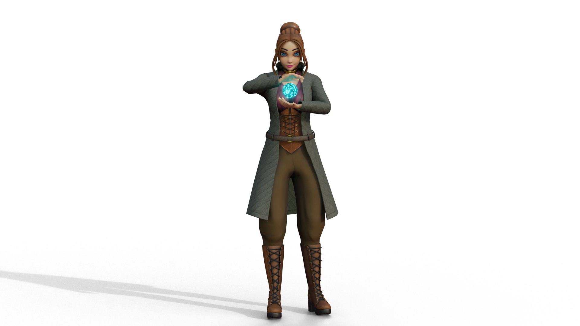 Mage Cartoon Female Rigged and Animated in Blender 3D model ...