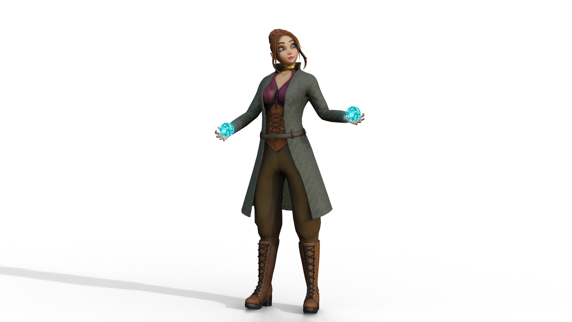 Mage Cartoon Female Rigged and Animated in Blender 3D model ...