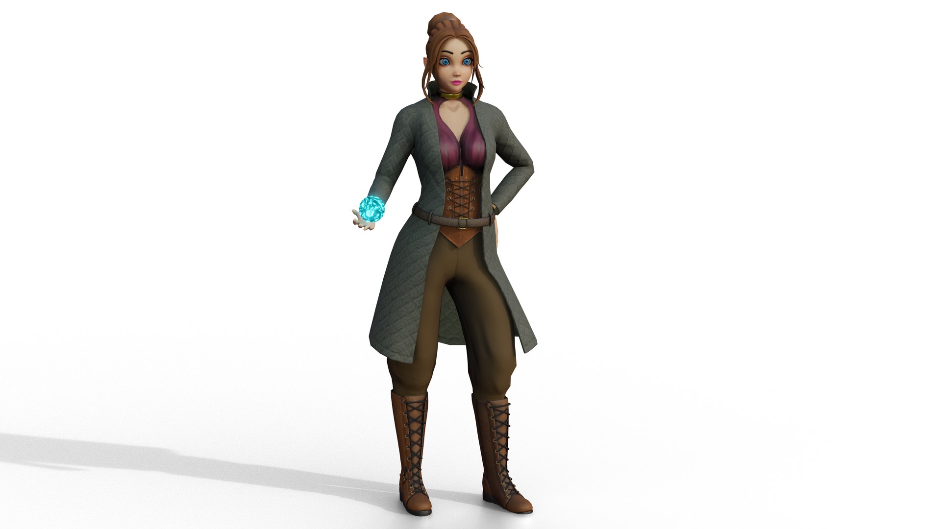 Mage Cartoon Female Rigged and Animated in Blender 3D model ...