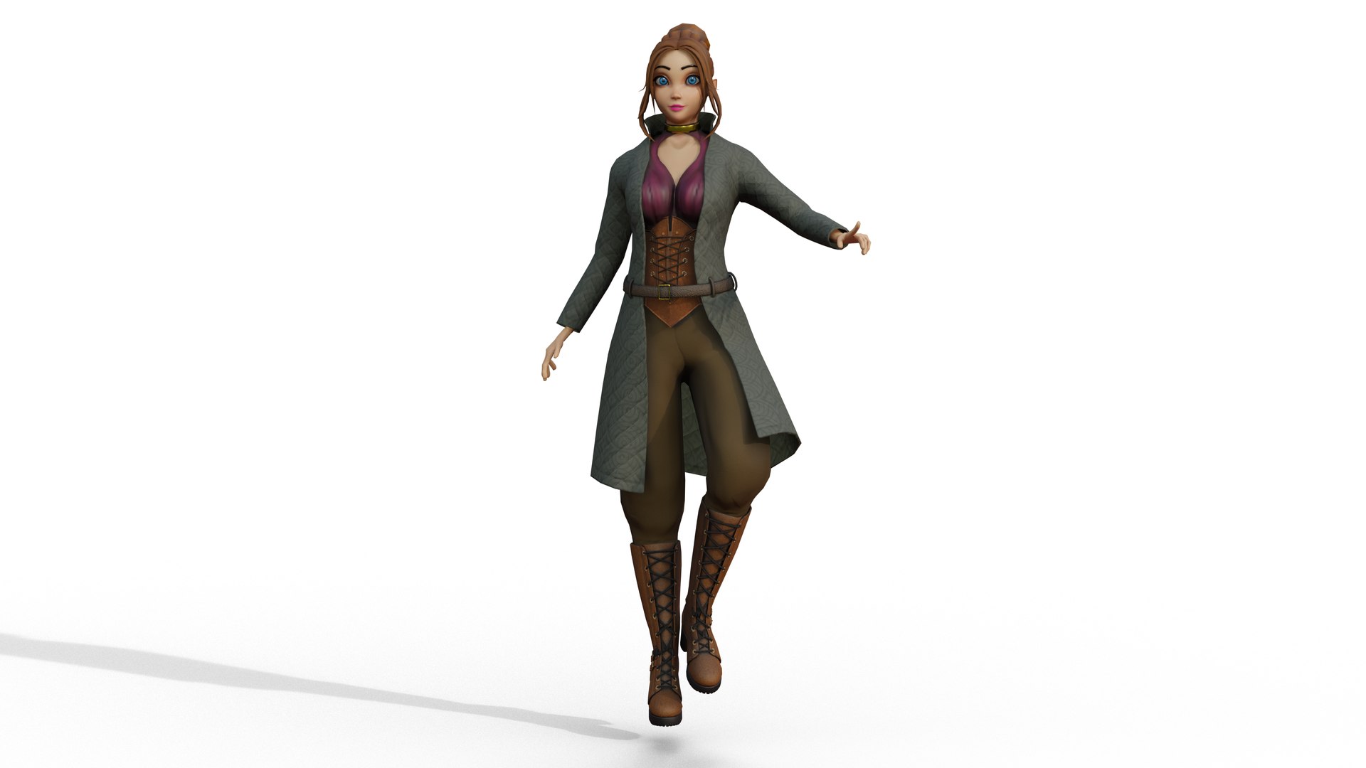 Mage Cartoon Female Rigged And Animated In Blender 3D Model ...
