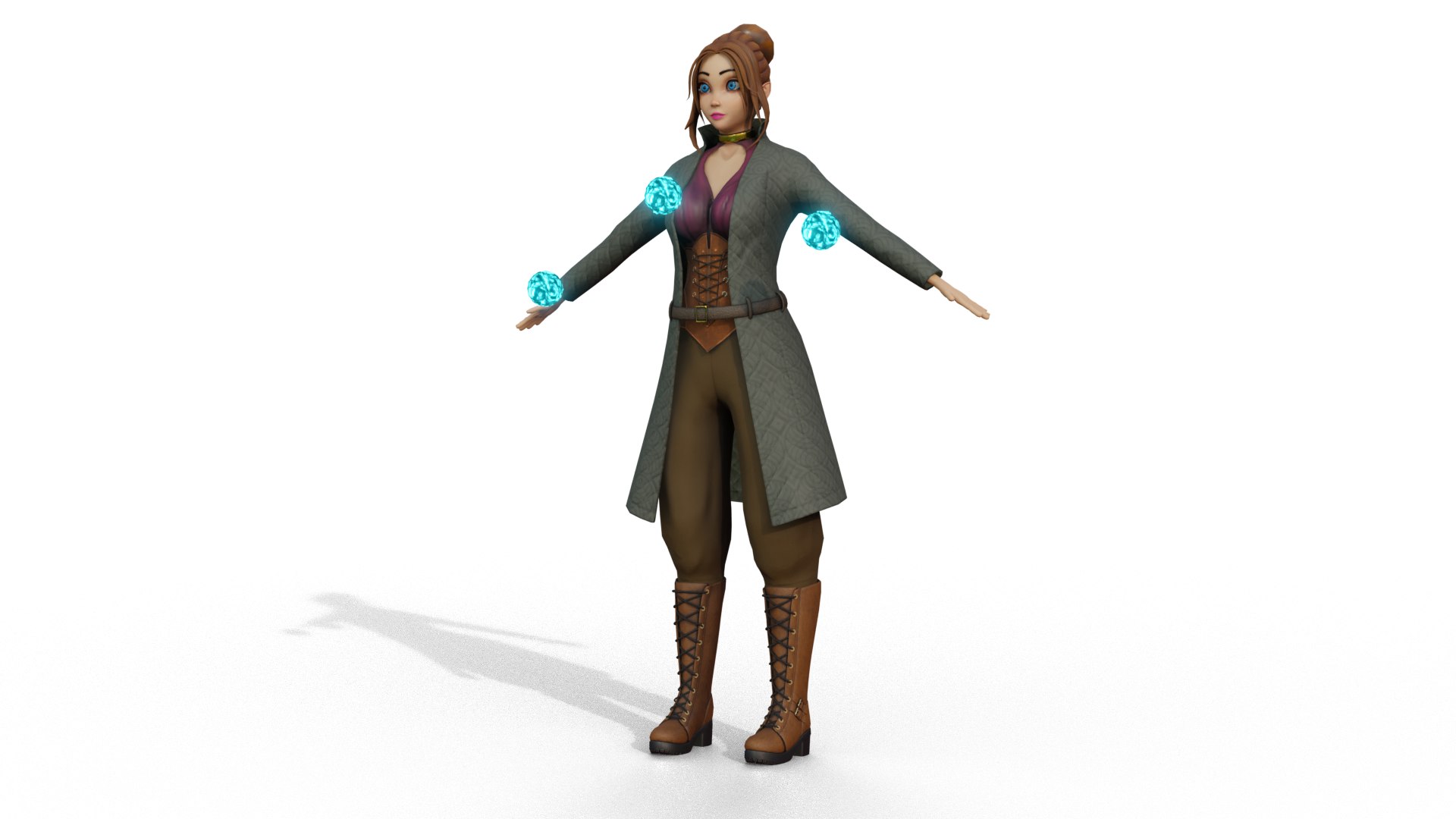 Mage Cartoon Female Rigged and Animated in Blender 3D model ...