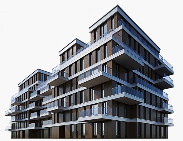 Modern residential building 3D model - TurboSquid 1509419