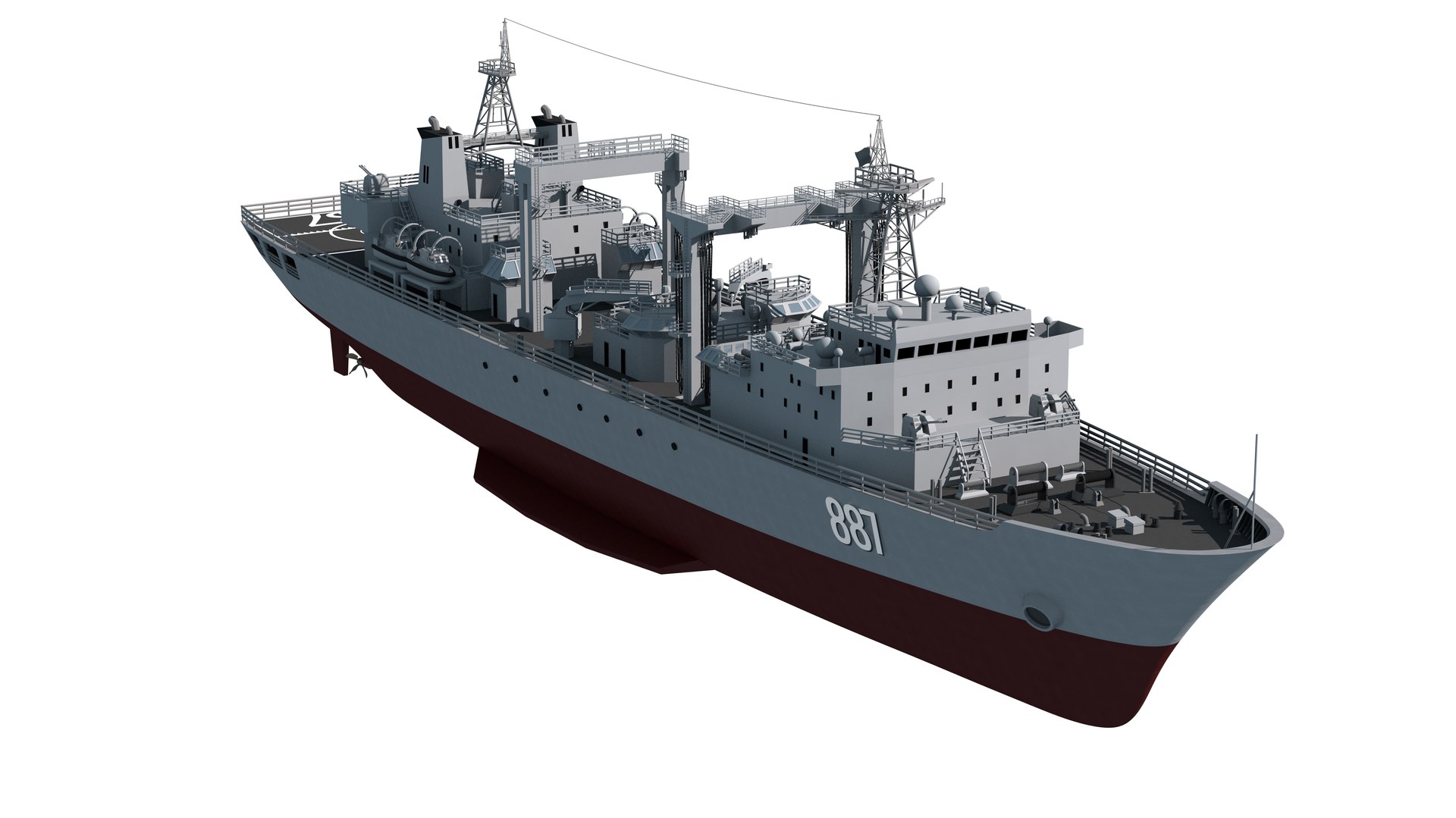 886 Qiandaohu Type 903 Comprehensive Supply Ship Chinese People Liberation Army Navy Warship 3D ...