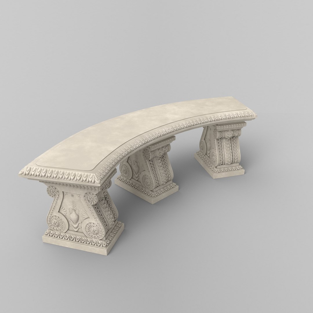 3D Curved Stone Bench 3D Model Model - TurboSquid 1902497