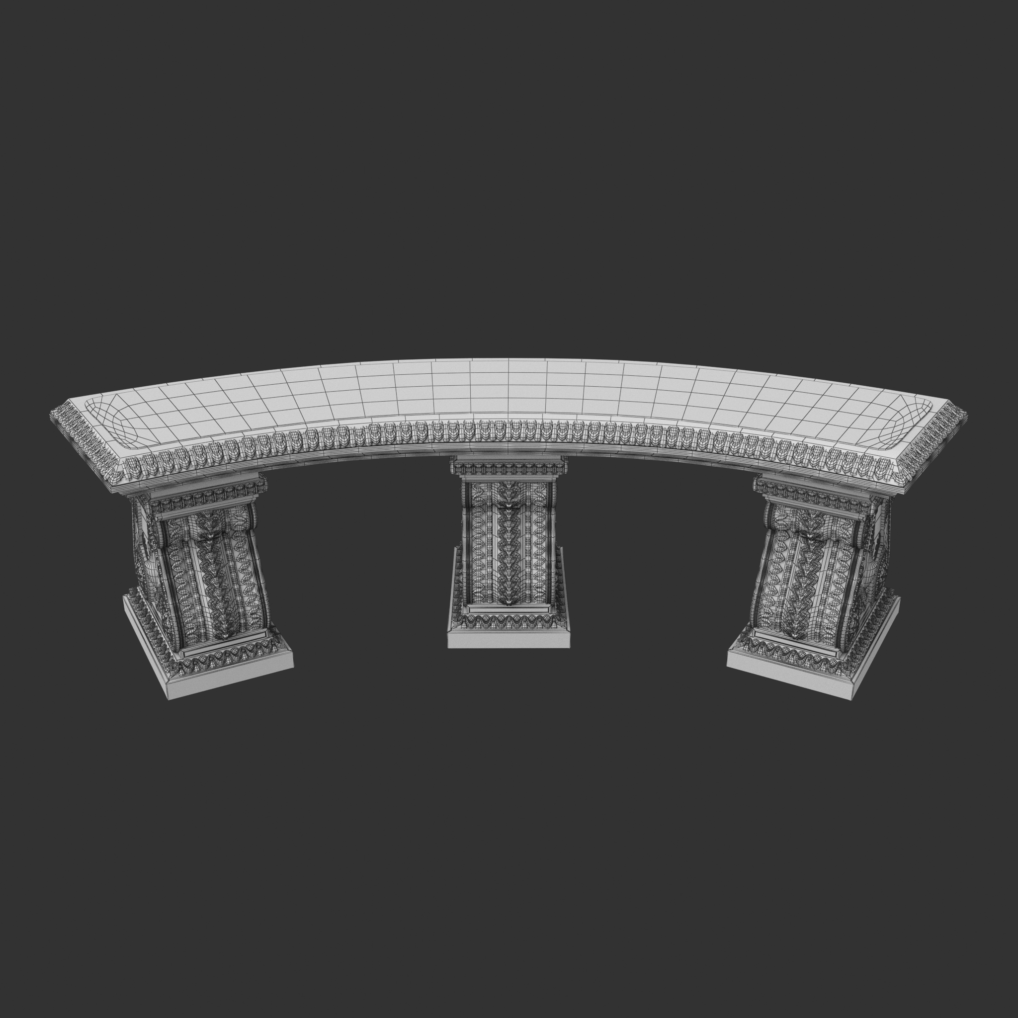 3D Curved Stone Bench 3D Model model - TurboSquid 1902497