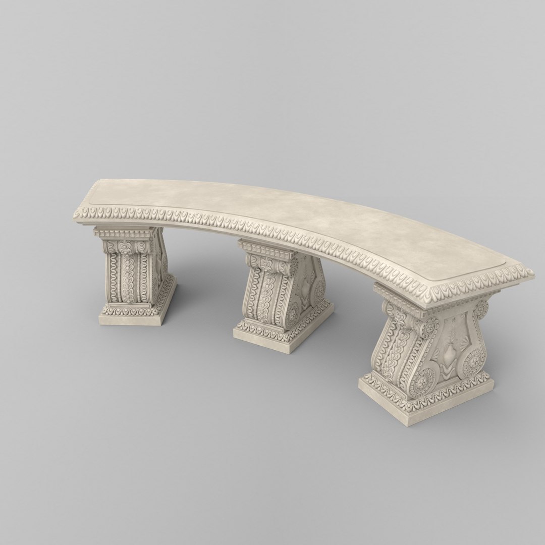 3D Curved Stone Bench 3D Model Model - TurboSquid 1902497