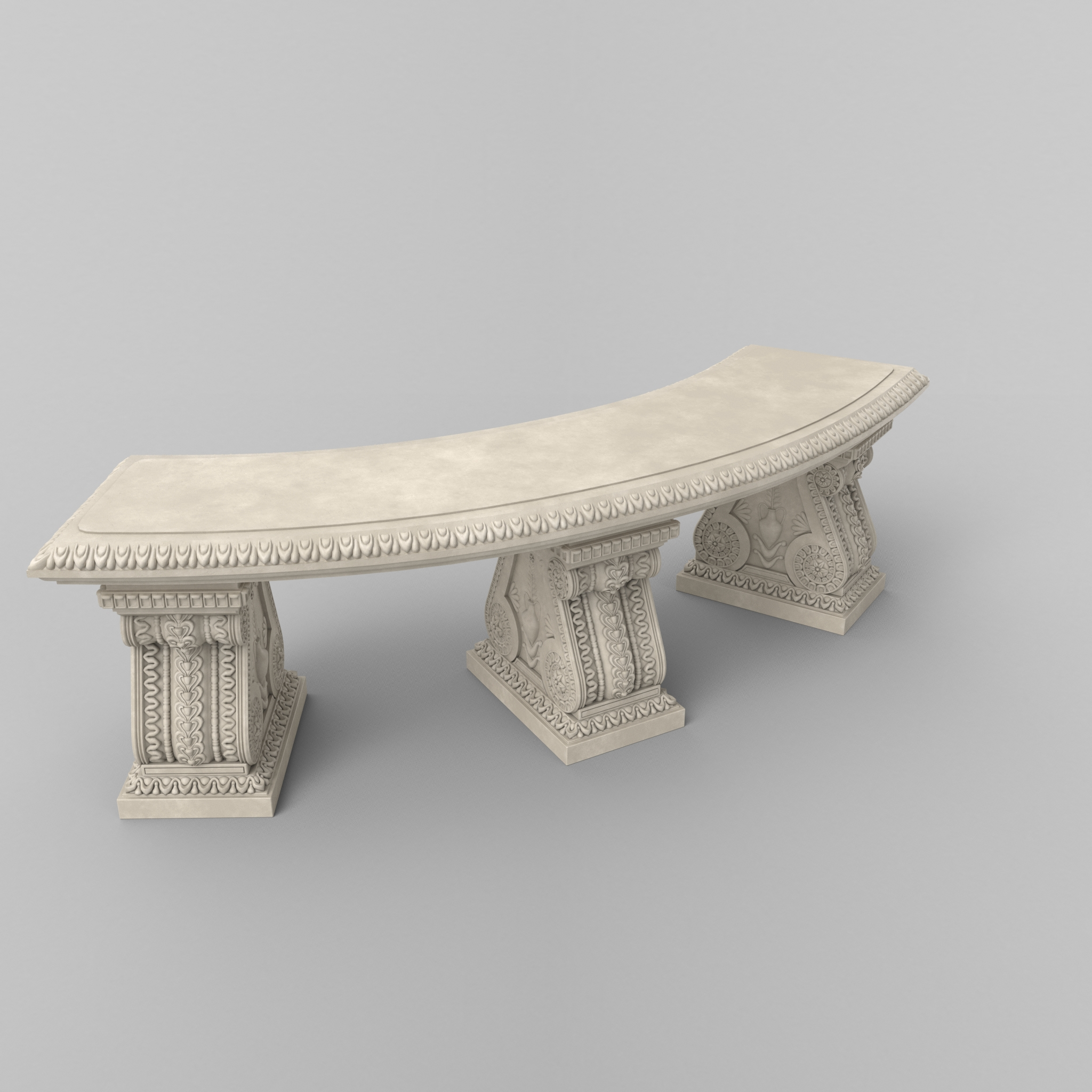 3D Curved Stone Bench 3D Model model - TurboSquid 1902497