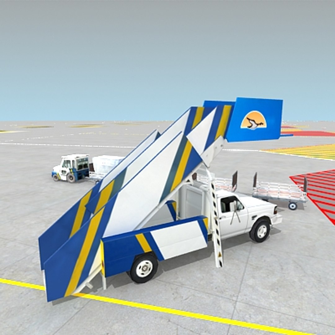Airport Vehicle Tow Stair 3d Model